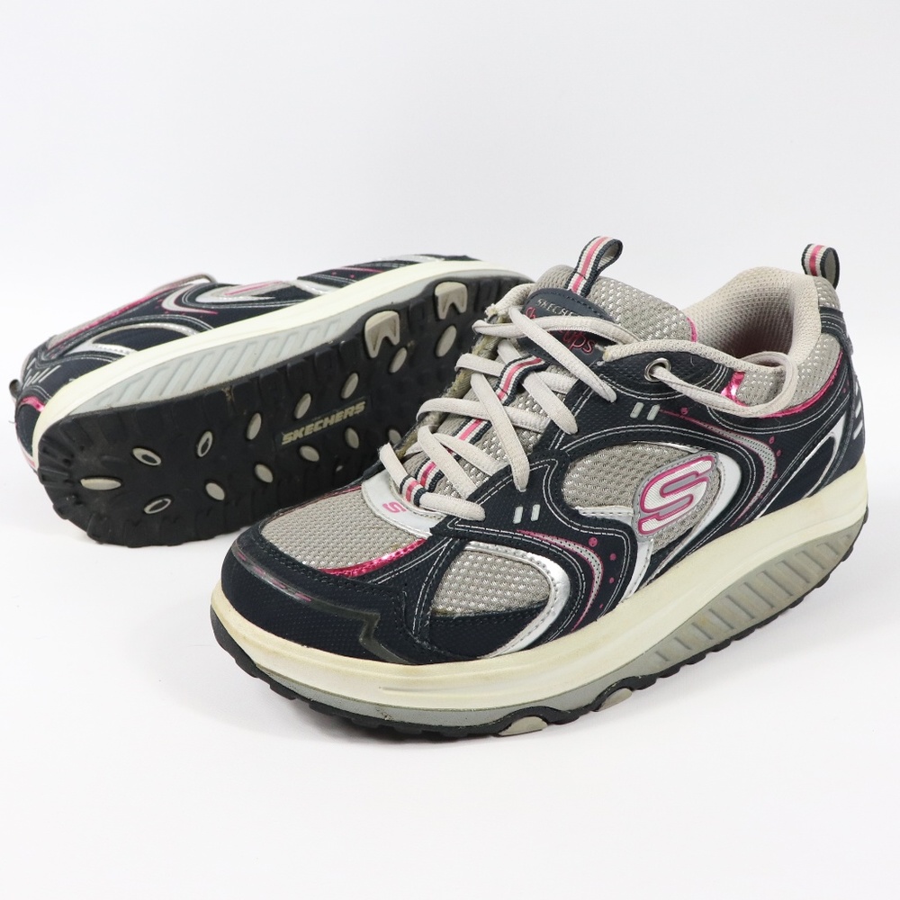 Skechers Fitness Shape Ups Toning Shoes Navy Pink - Gem